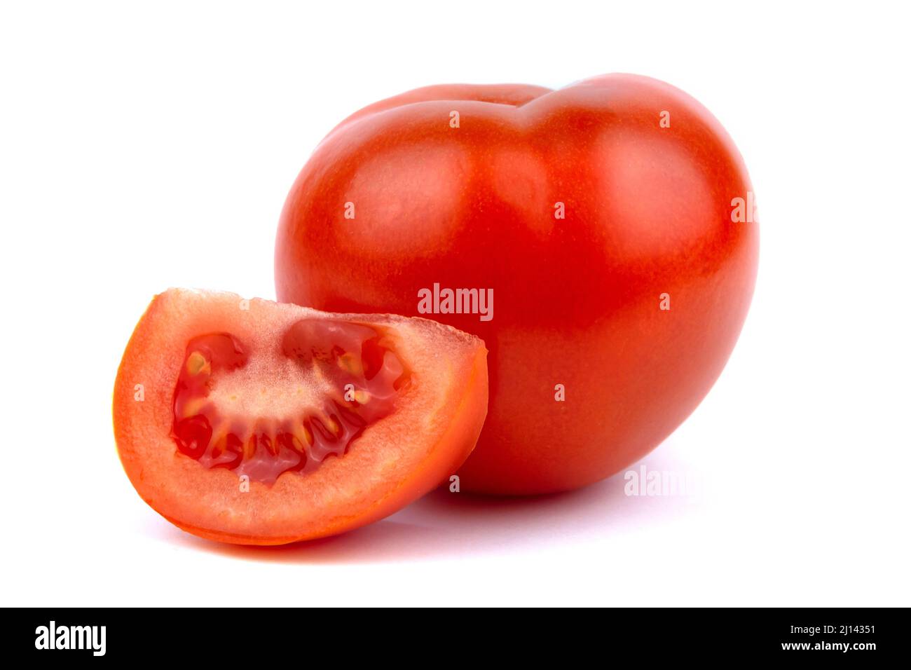 red fresh cut tomato isolated on white background Stock Photo - Alamy