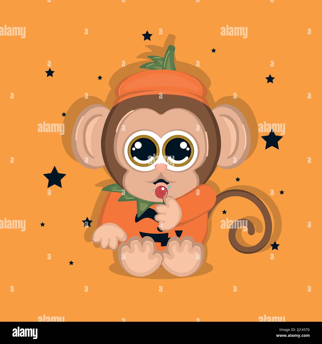 Cute Cartoon Baby Girl Monkeys