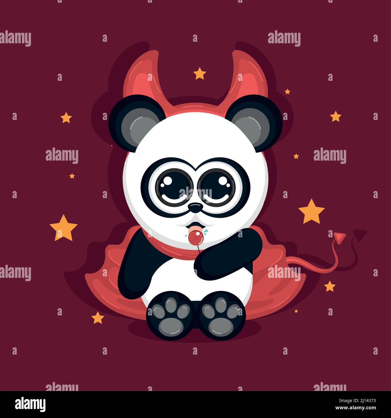 Isolated cute panda cartoon character with a demon costume Vector Stock ...