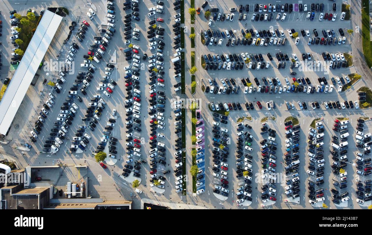 Shot of big parking full of cars Stock Photo - Alamy