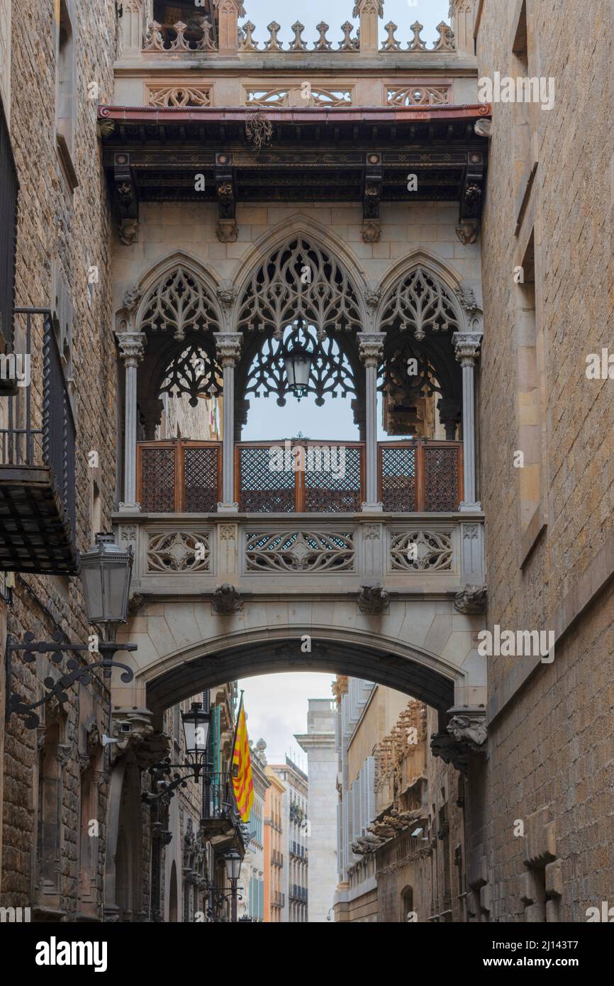 BARCELONA CATALONIA SPAIN GOTHIC QUARTER Barri Gòtic THE CATHEDRAL AND ...