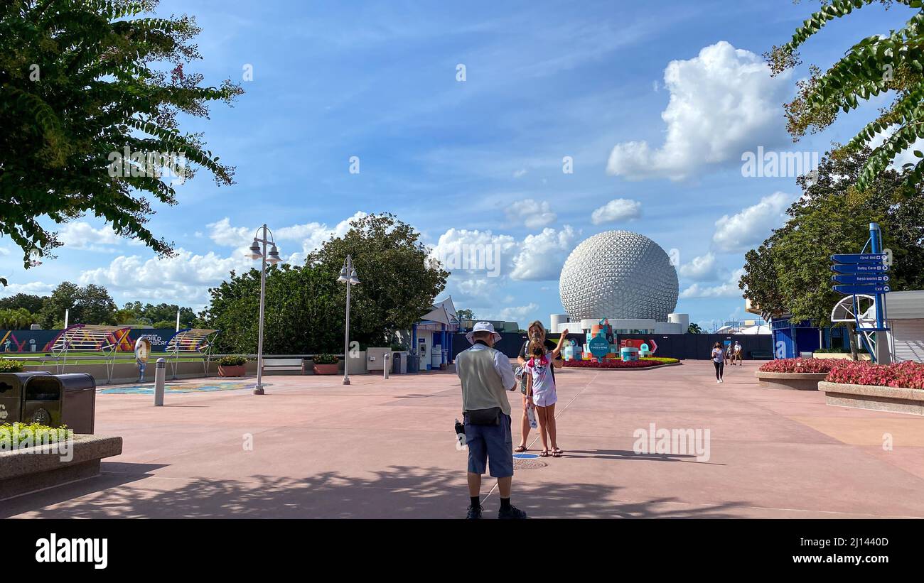 Orlando, FL USA- August 3, 2020: People walking around EPCOT in Walt ...