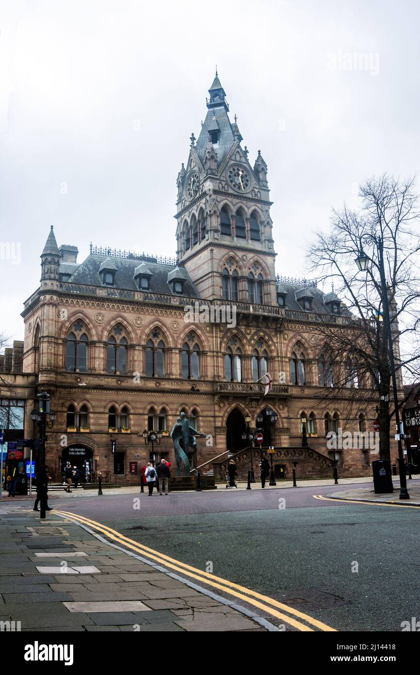 The grey and red sandstone town hall was completed in 1869 Stock Photo ...
