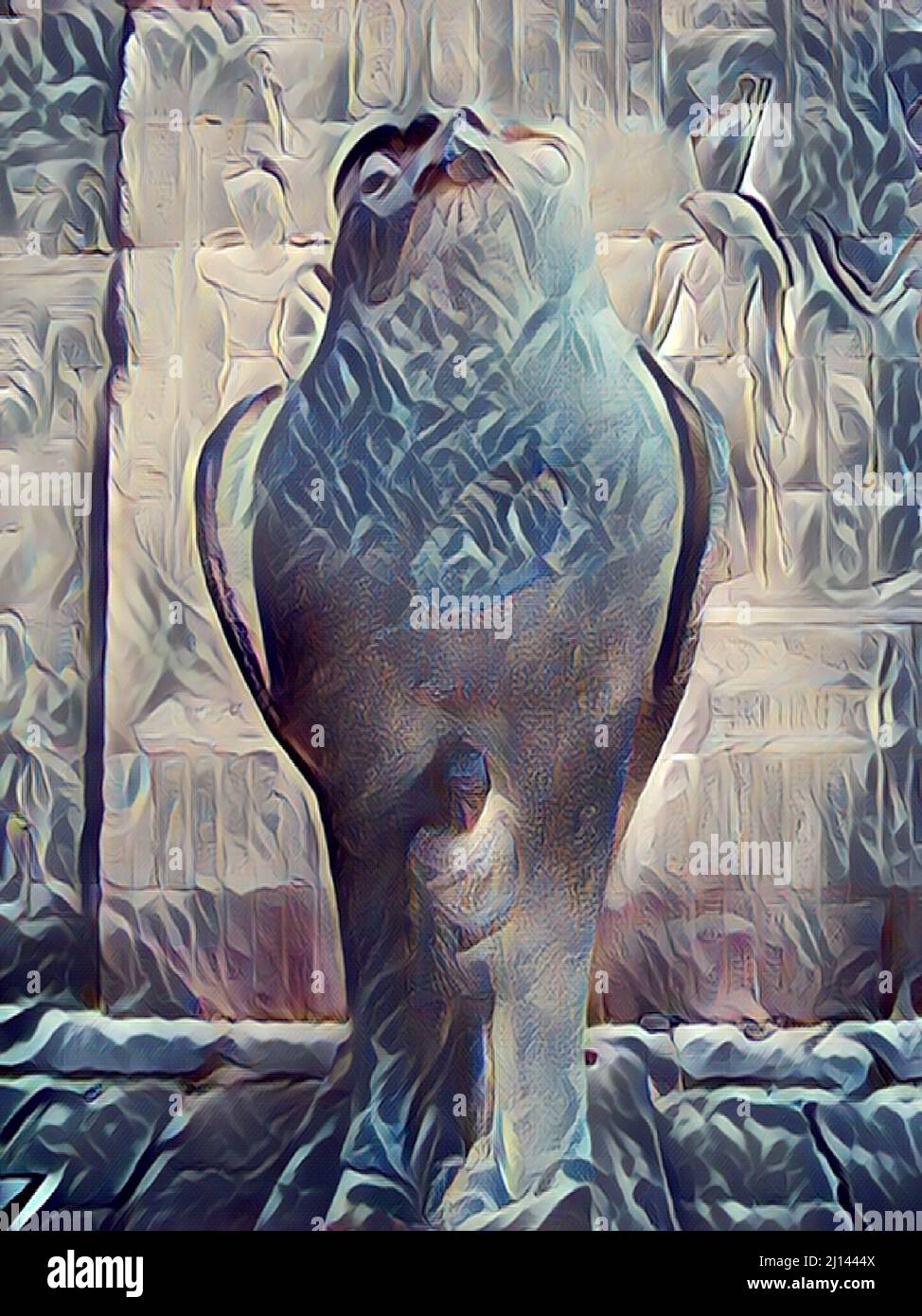 Statue of Horus outside Egyptian Temple edited to look like a painting ...