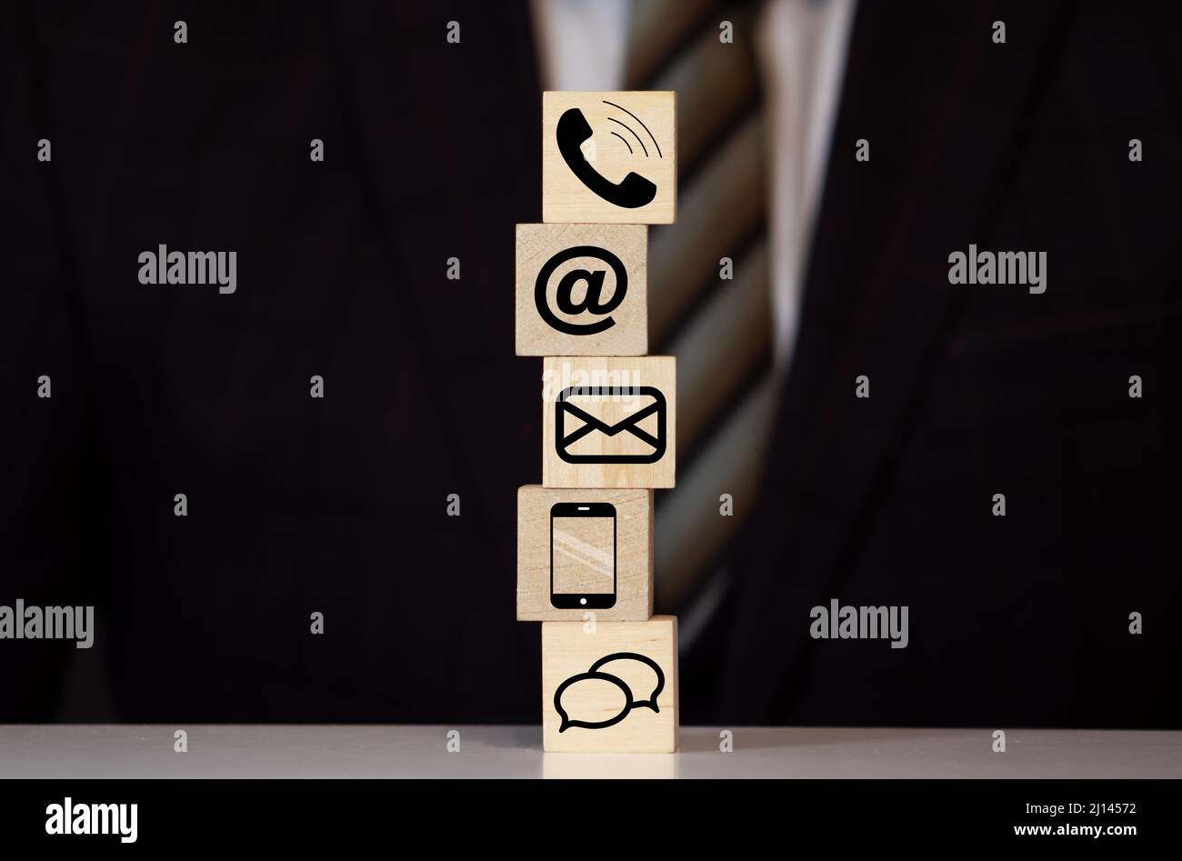 Wood block symbol telephone, mail, address and mobile phone. Website ...