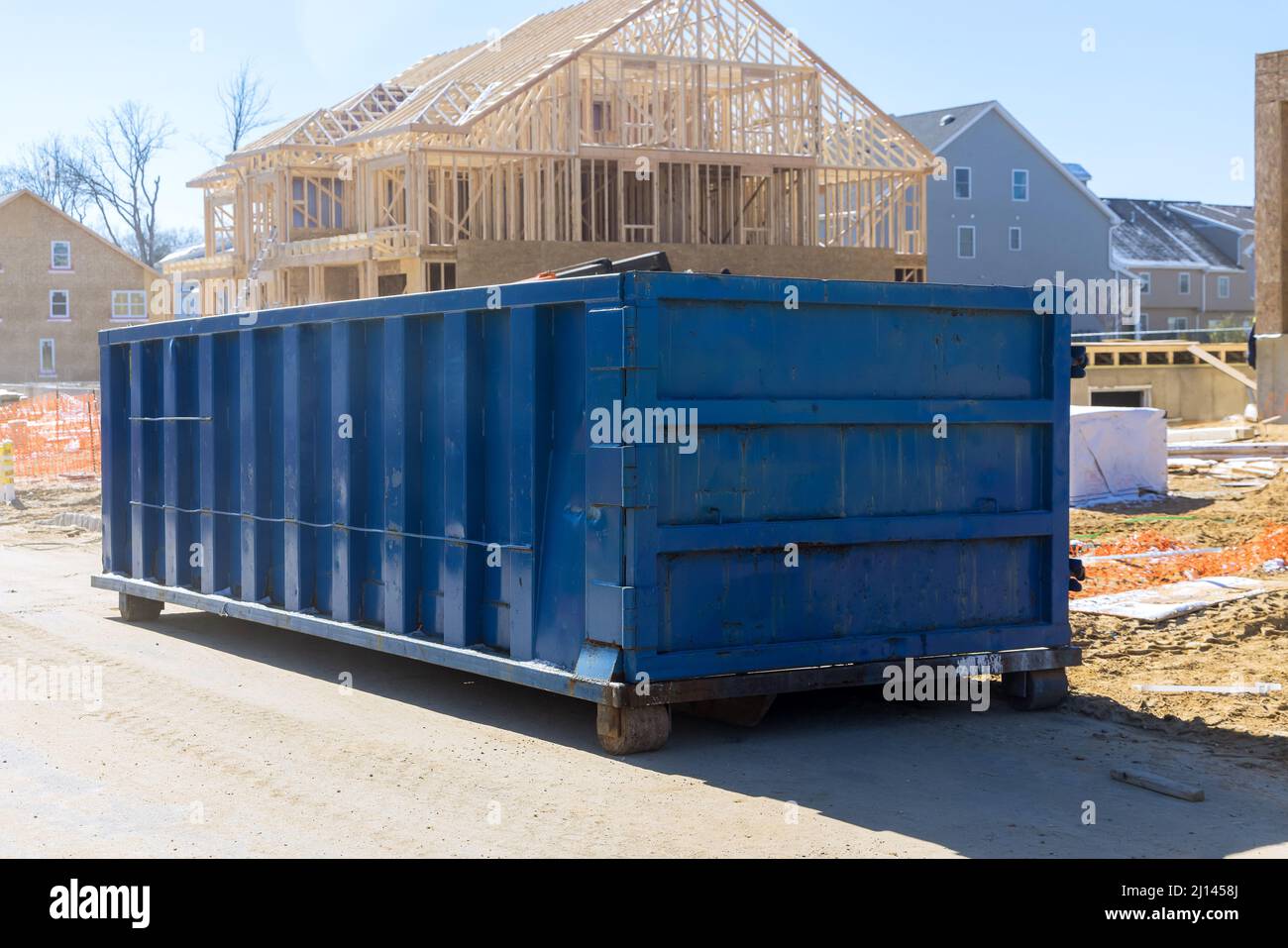 Construction trash dumpsters in an metal container, home house ...