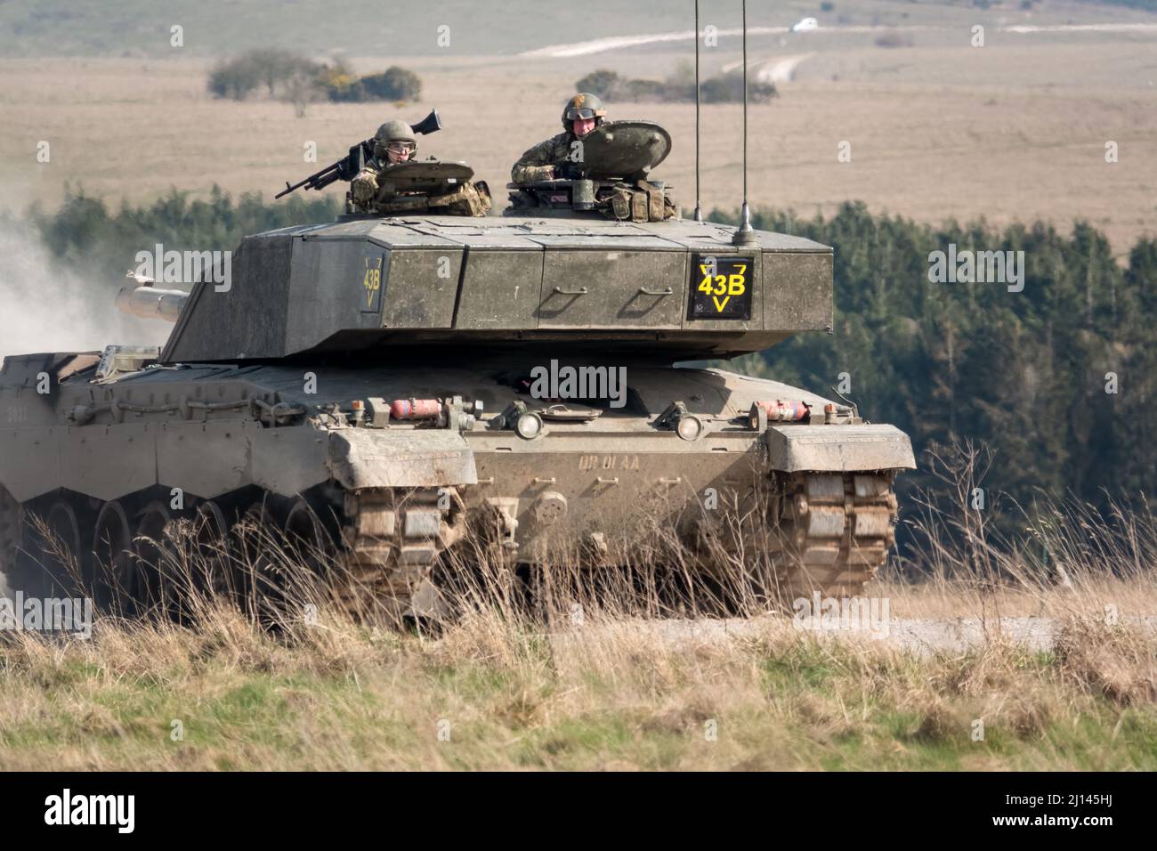 british army challenger 2 FV4034 main battle tank in action on exercise ...