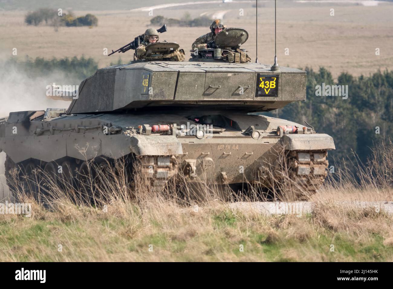 british army challenger 2 FV4034 main battle tank in action on exercise ...