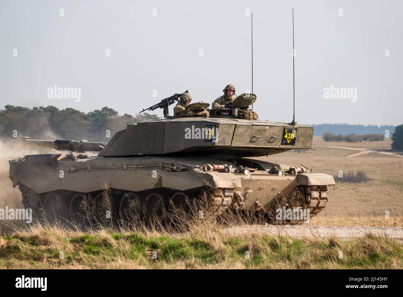 british army challenger 2 FV4034 main battle tank in action on exercise ...
