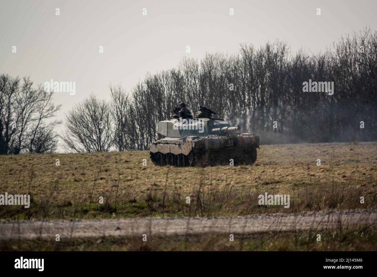 british army challenger 2 FV4034 main battle tank in action on exercise ...