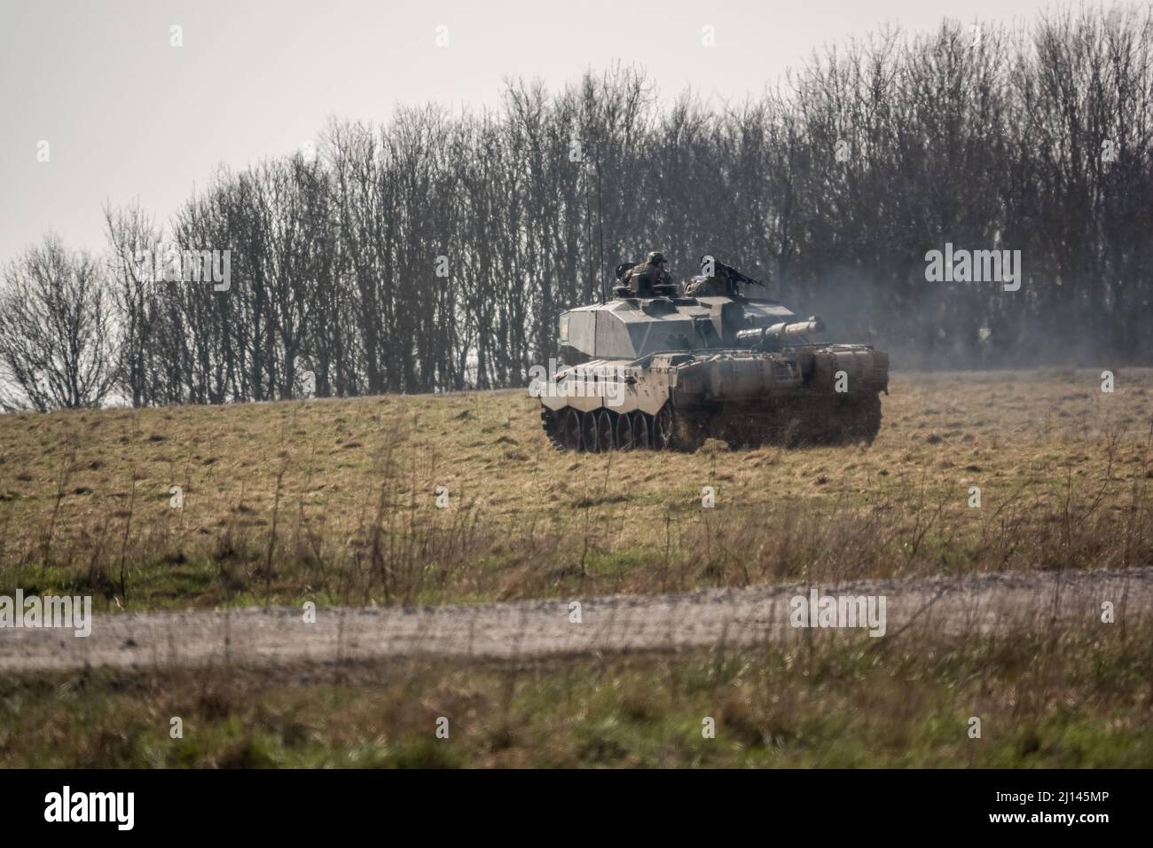 british army challenger 2 FV4034 main battle tank in action on exercise ...