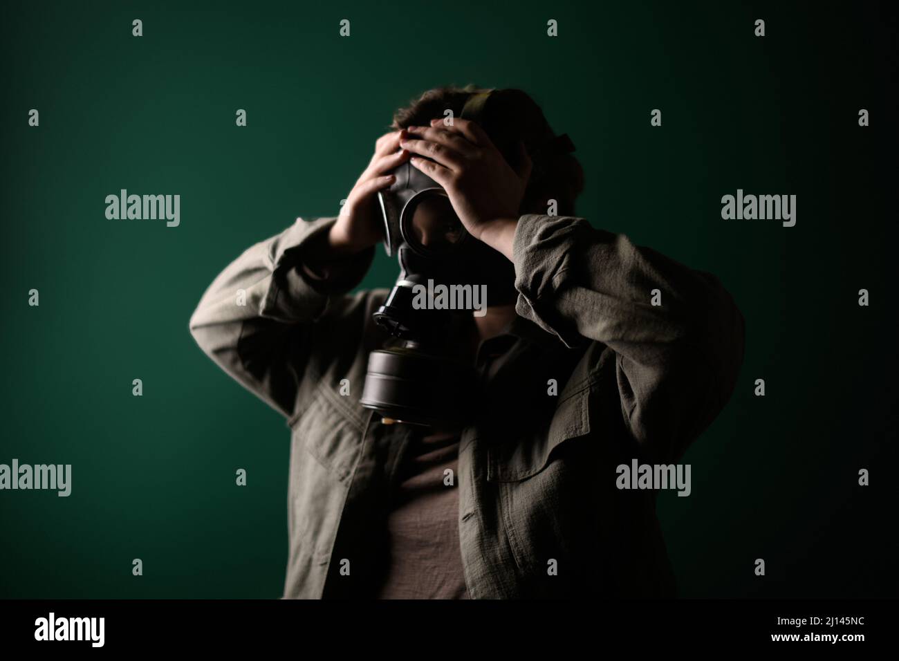 Photo of a military man in a gas mask, apocalypse, nuclear weapons ...