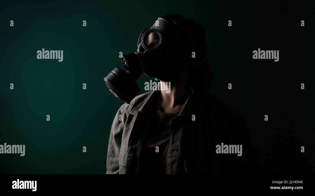 Photo of a military man in a gas mask, apocalypse, nuclear weapons ...
