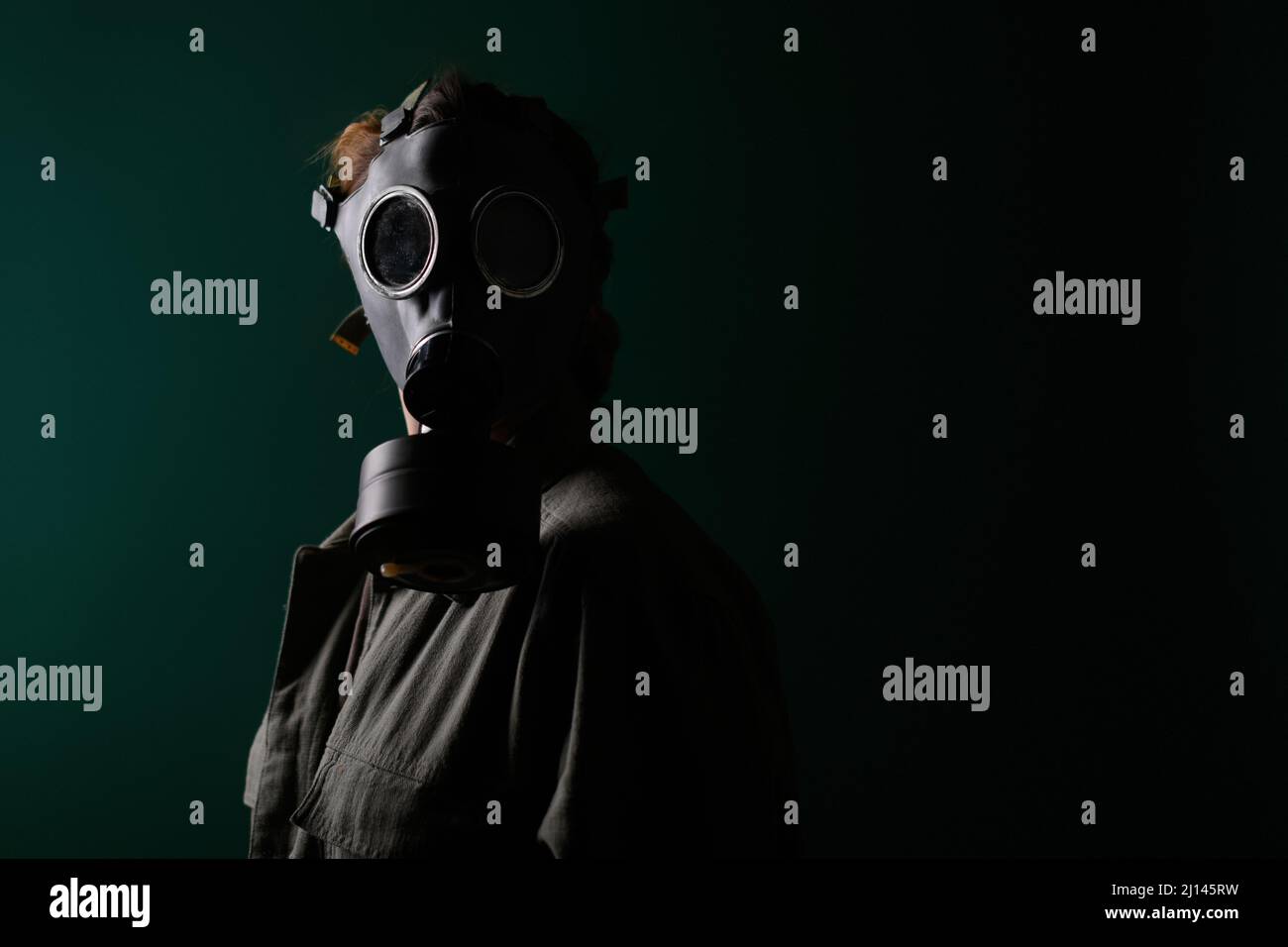 Photo of a military man in a gas mask, apocalypse, nuclear weapons ...