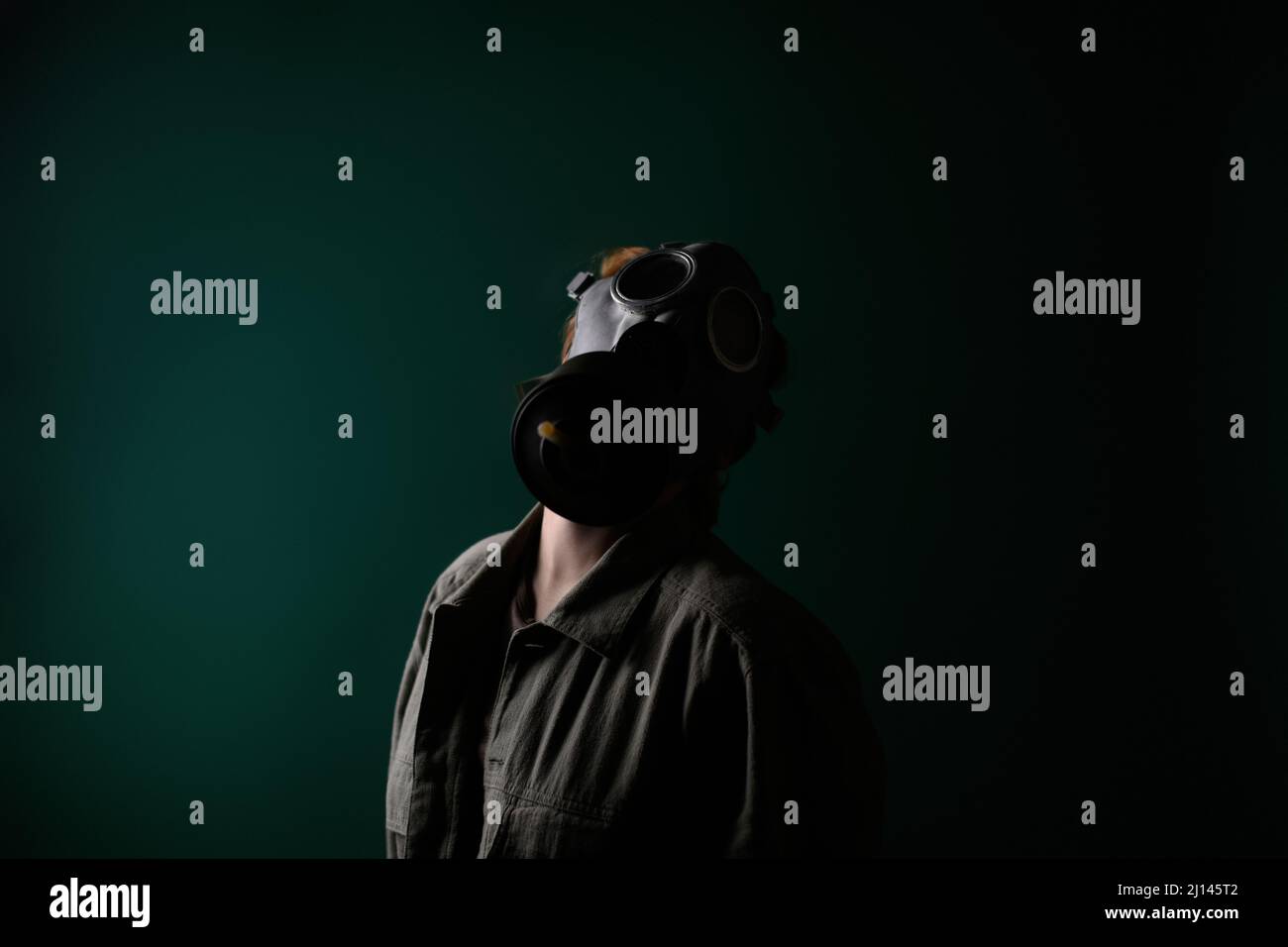 Photo of a military man in a gas mask, apocalypse, nuclear weapons ...