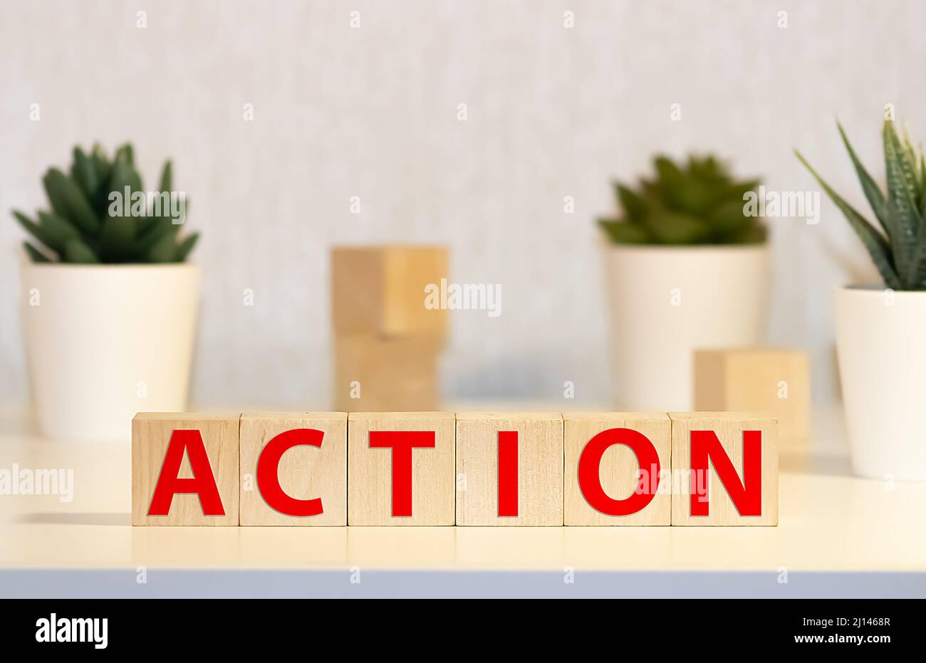 3D Action Plan Button Click Here Block Text over white background Stock ...