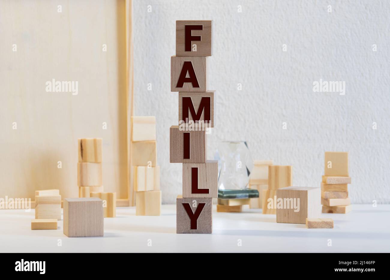 Family Spelled Out in Alphabet Building Blocks Stock Photo - Alamy