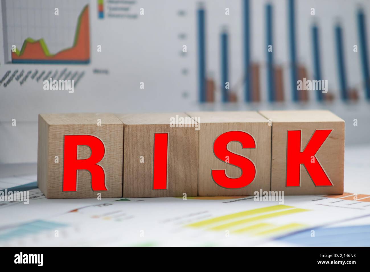 Cube word Risk in white and red Stock Photo - Alamy