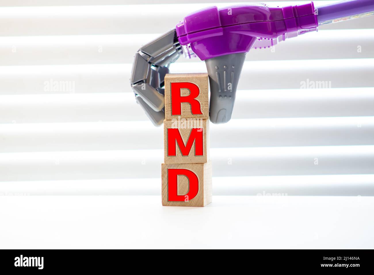 wooden block with words RMD required minimum distributions Stock Photo ...