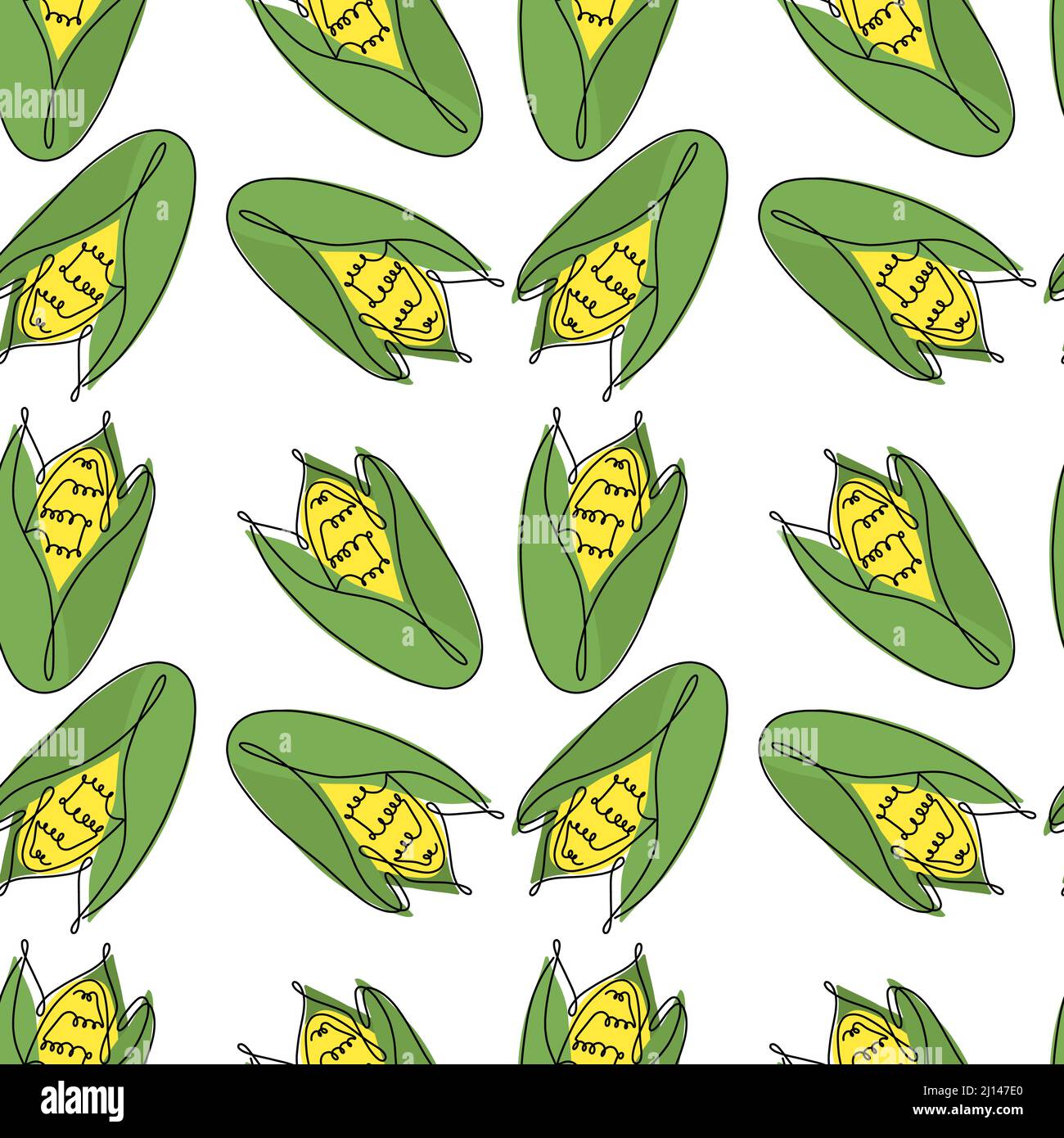 Corn seamless pattern on white background. Organic vegetable vector ...