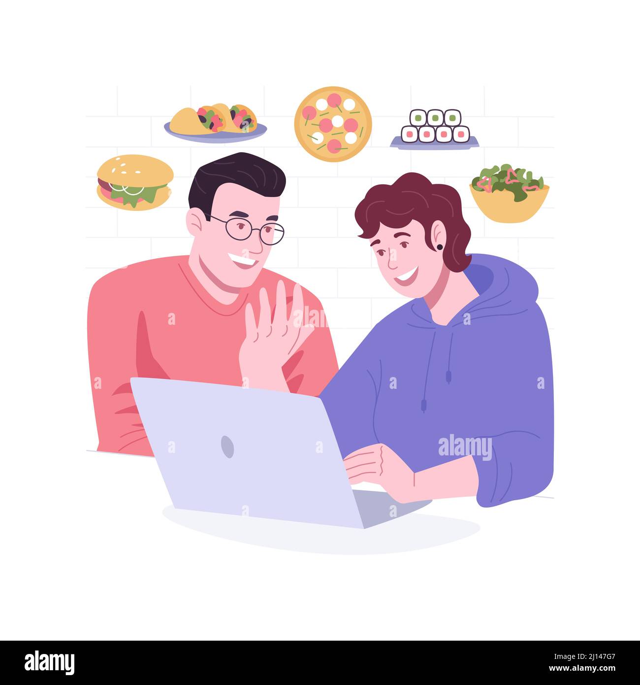 Order food online isolated cartoon vector illustrations Stock Vector ...