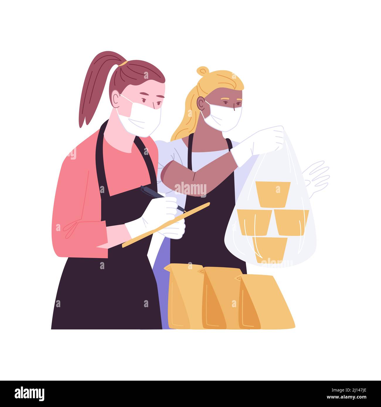 Restaurant preparing orders isolated cartoon vector illustrations Stock ...