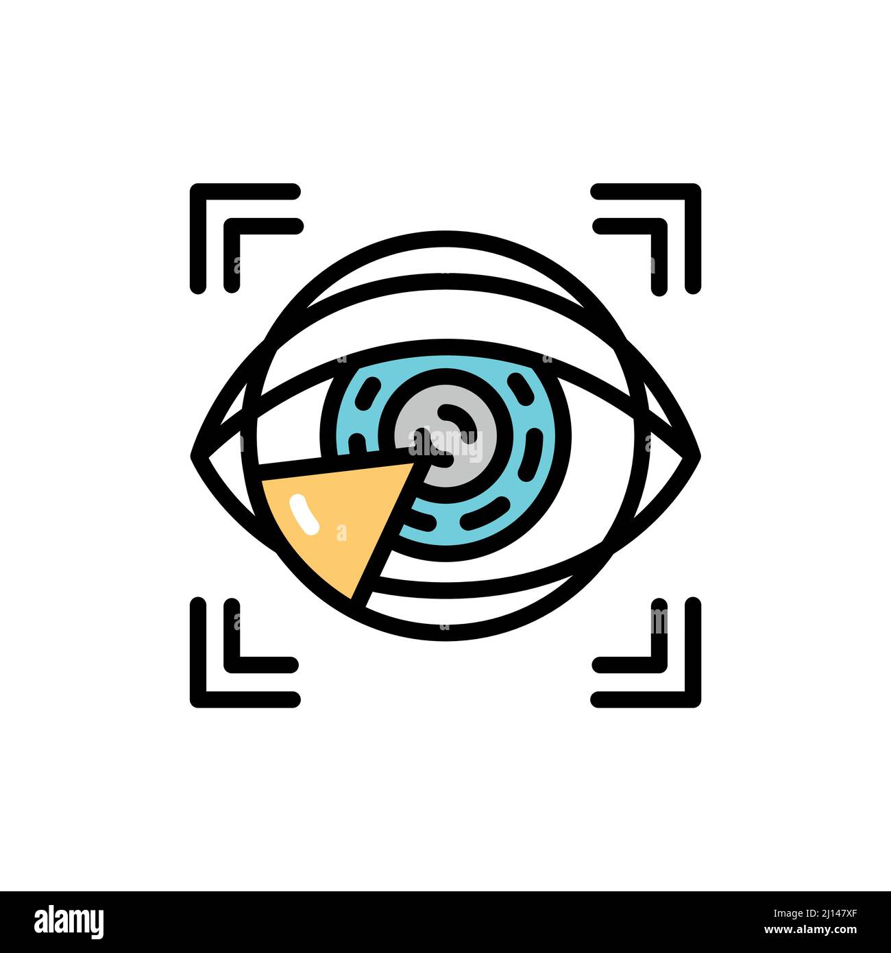 Eye identification color line icon. ID and verifying person. Approved ...