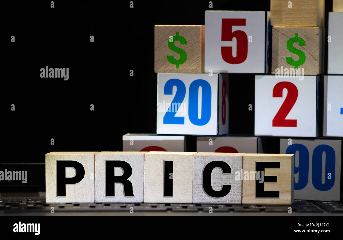 concept of price word on wooden colorful cubes Stock Photo - Alamy