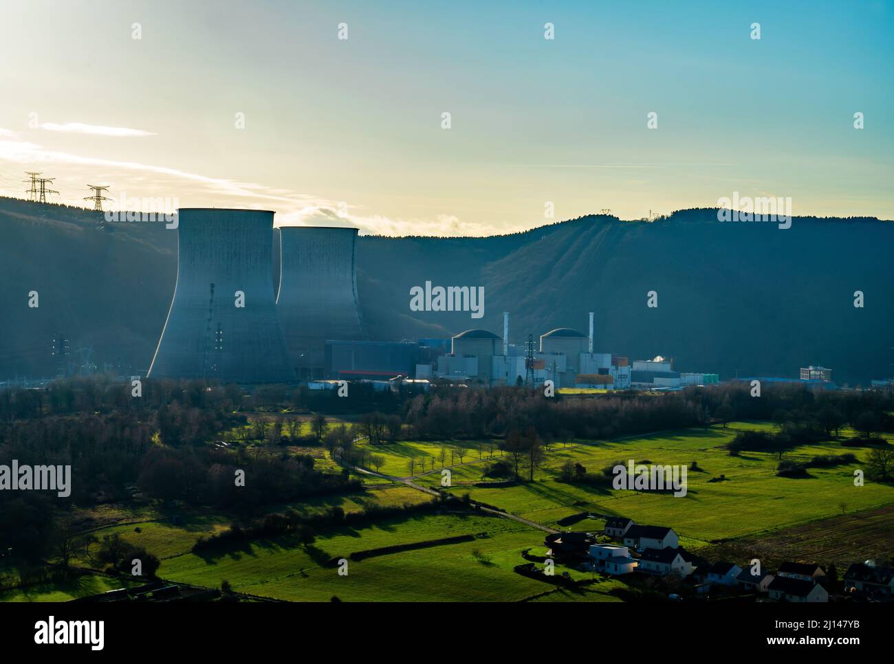 Landscape with nuclear power plant Stock Photo - Alamy