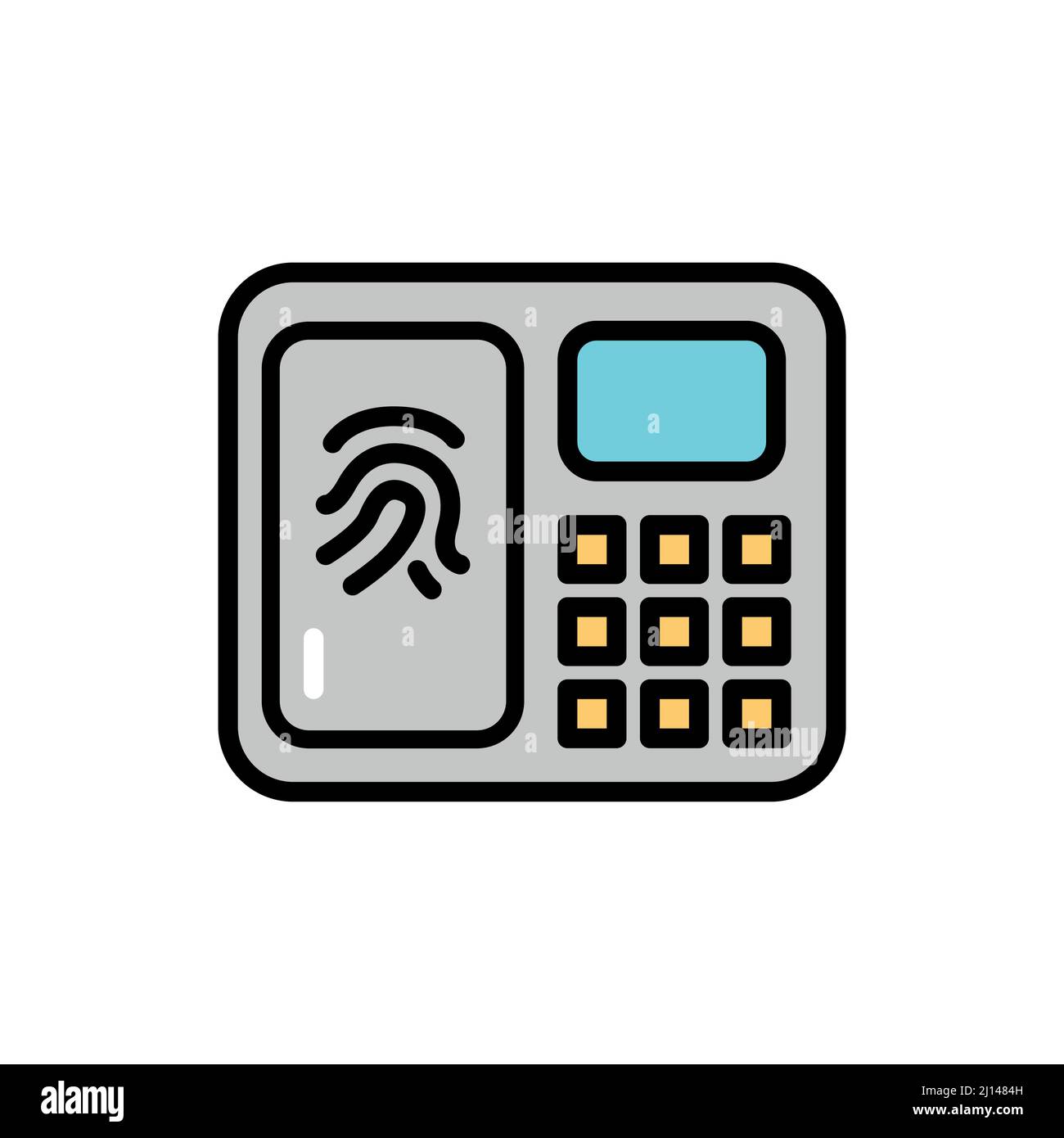 Fingerprint machine color line icon. Biometric identification element ...
