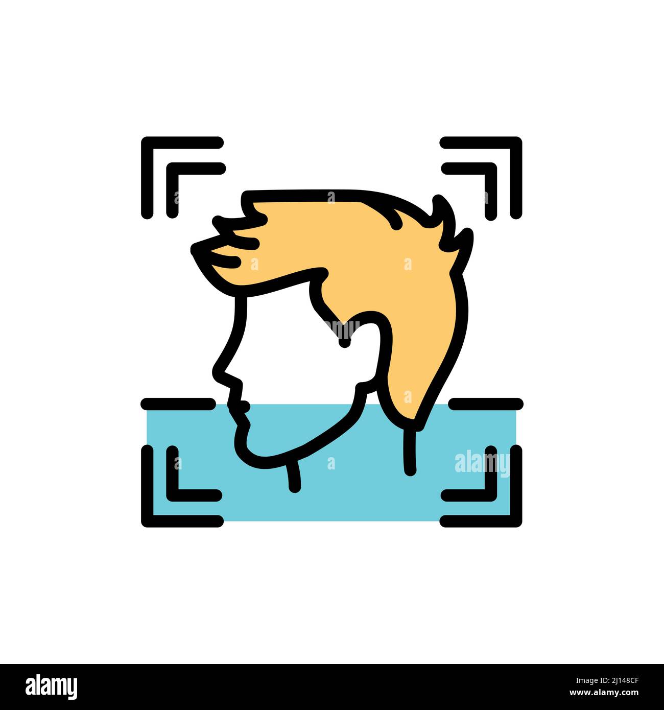 Identification Face Color Line Icon Id And Verifying Authorization