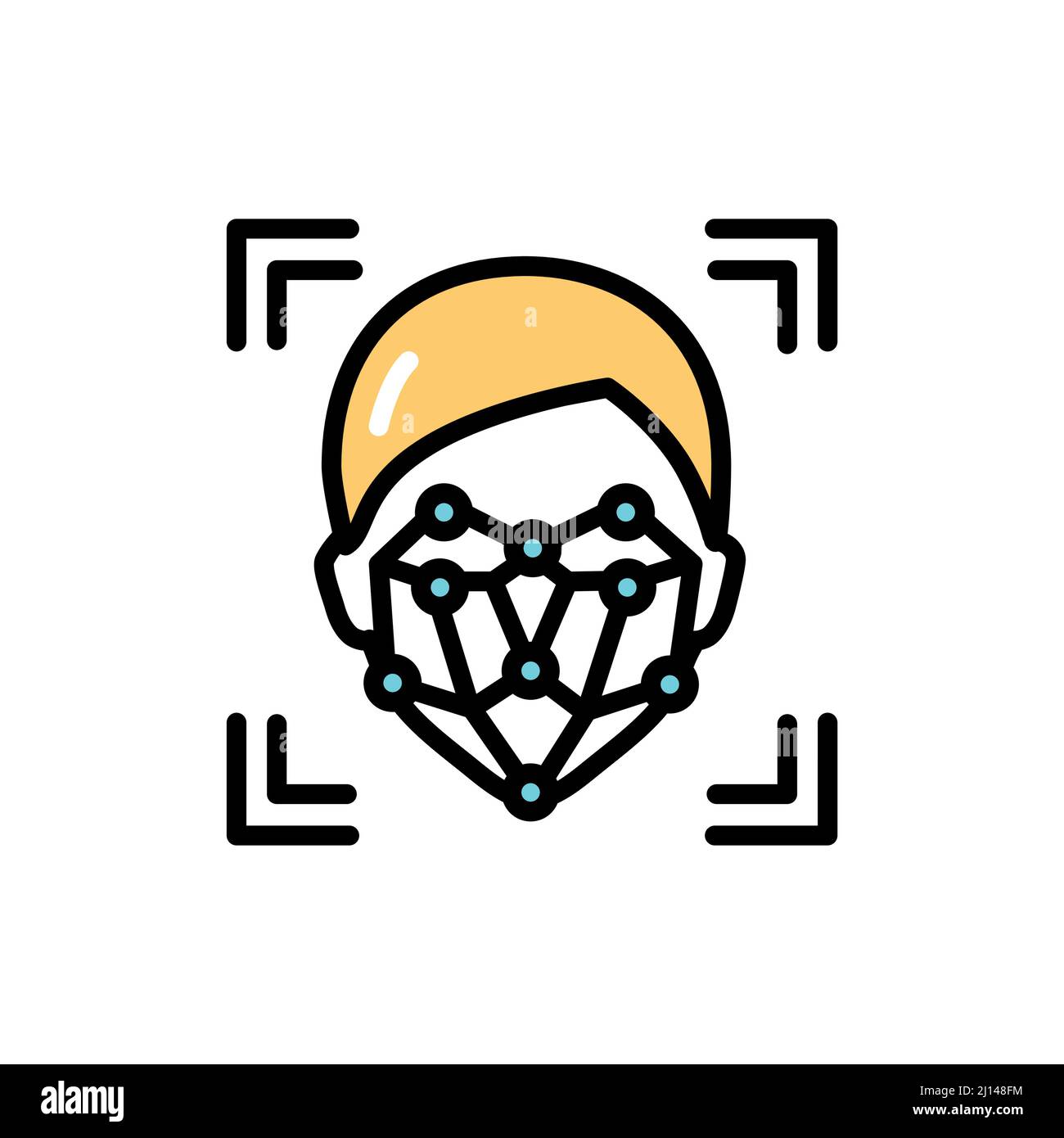 Identification Polygonal Grid Face On Smartphone Color Line Icon Deep
