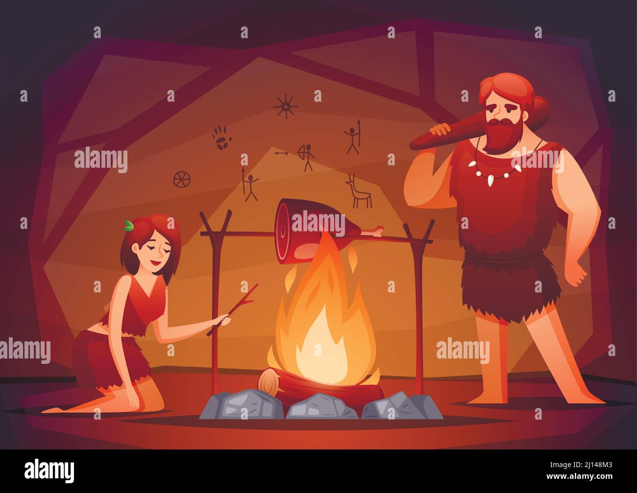 Prehistoric Fire Cooking Stock Vector Images - Alamy