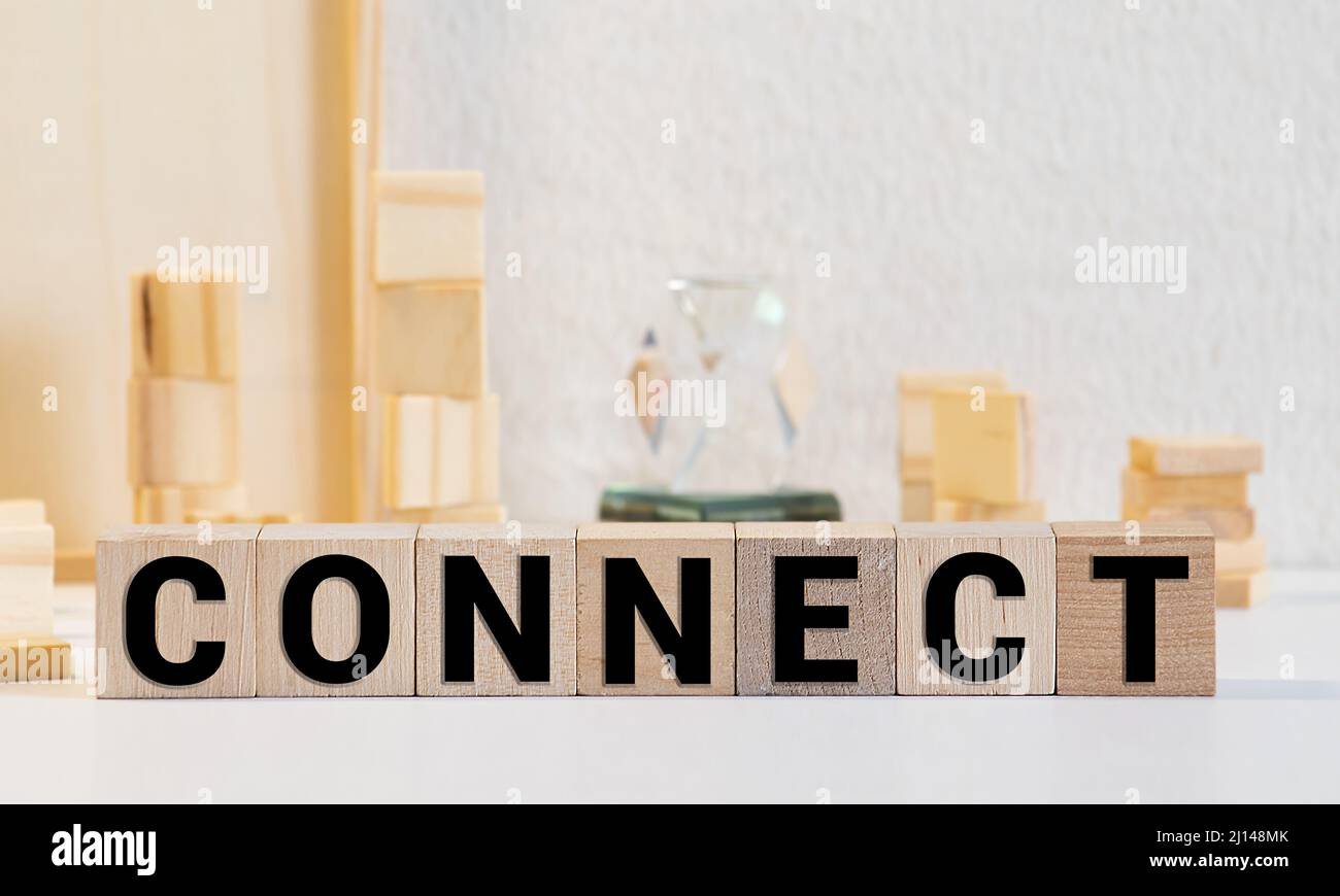 Connected, word cube with background. Internet concept Stock Photo - Alamy