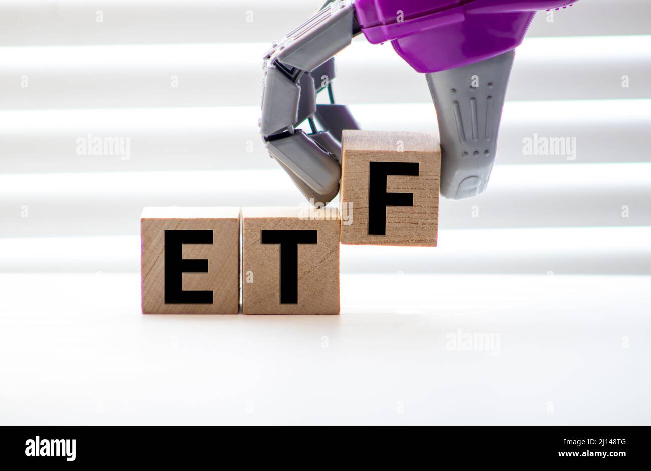ETF wooden blocks are on the wooden floor background Stock Photo - Alamy