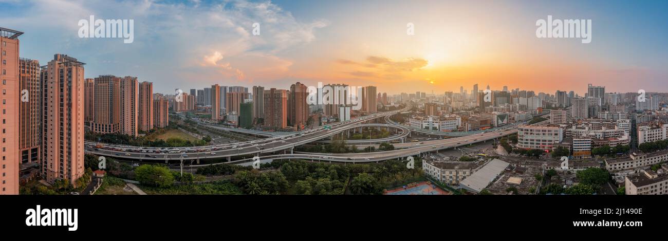 panoramic aerial photo of haikou south bridge and haikou fast road ...
