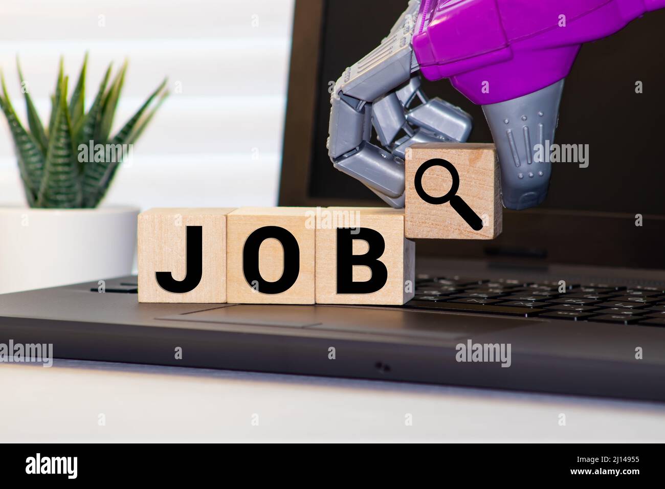 JOB word wooden block arrange in vertical style on white background and ...