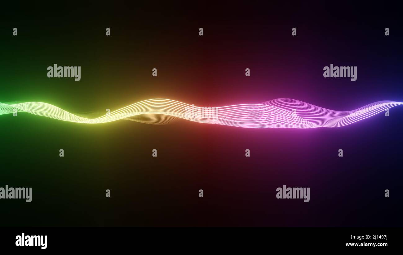 Wavy array of structure, nice colored neon gradient on black background ...