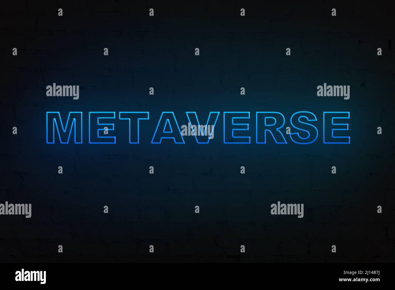 Neon word Metaverse on dark brick wall background. Modern minimal ...