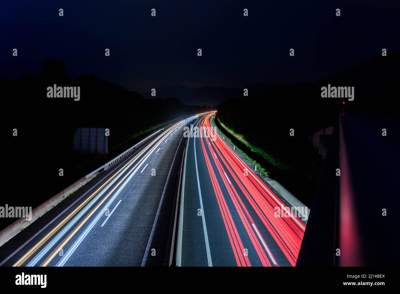 Photo of night road with lights from cars Stock Photo - Alamy