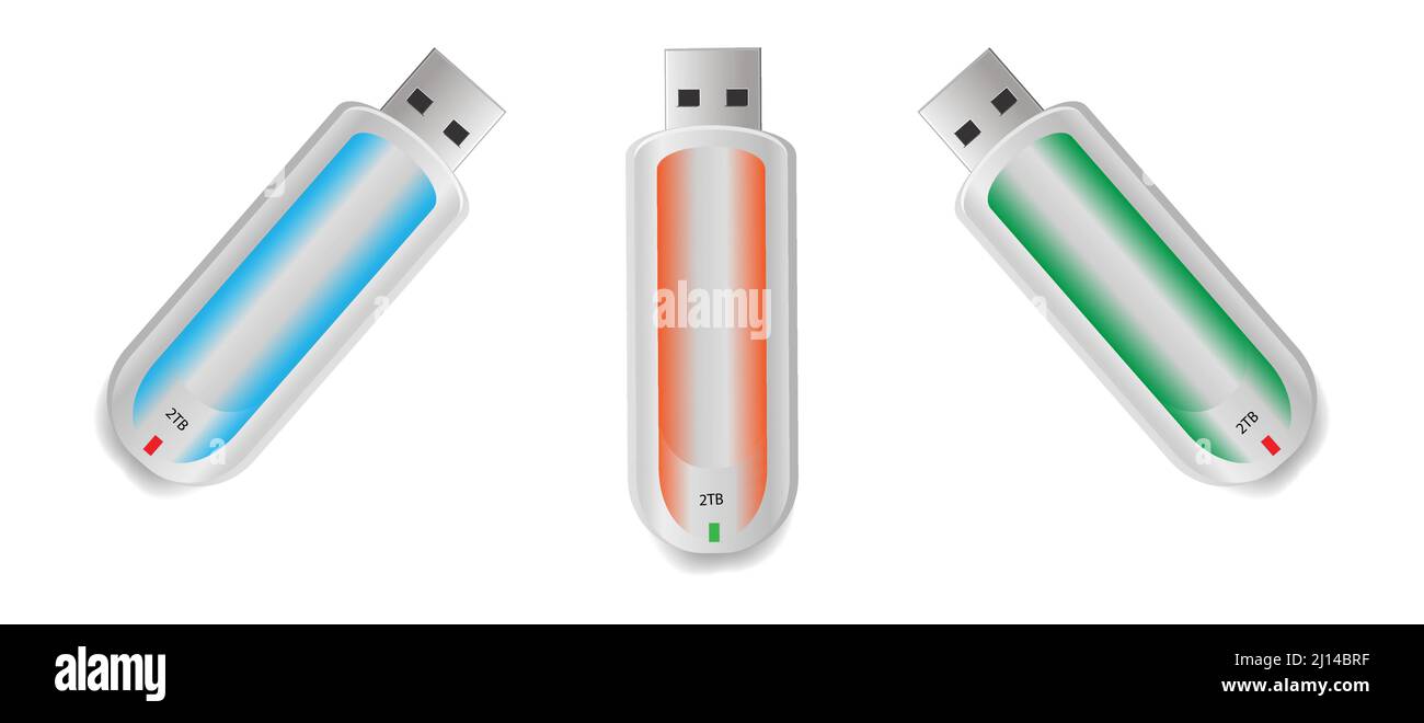 Pen Drive Vector Illustration. Editable Storage Cool Colored Drive Icon ...