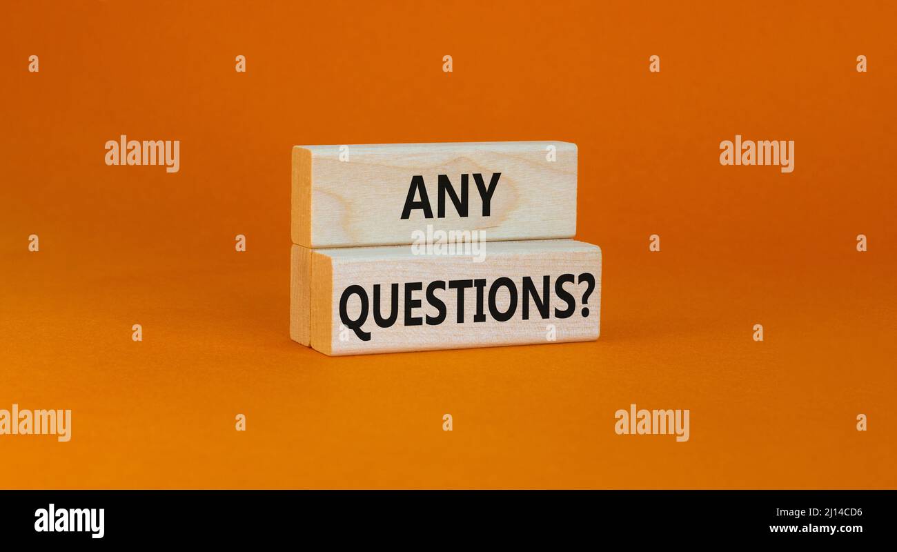 Any questions symbol. Concept words Any questions on wooden blocks on a ...