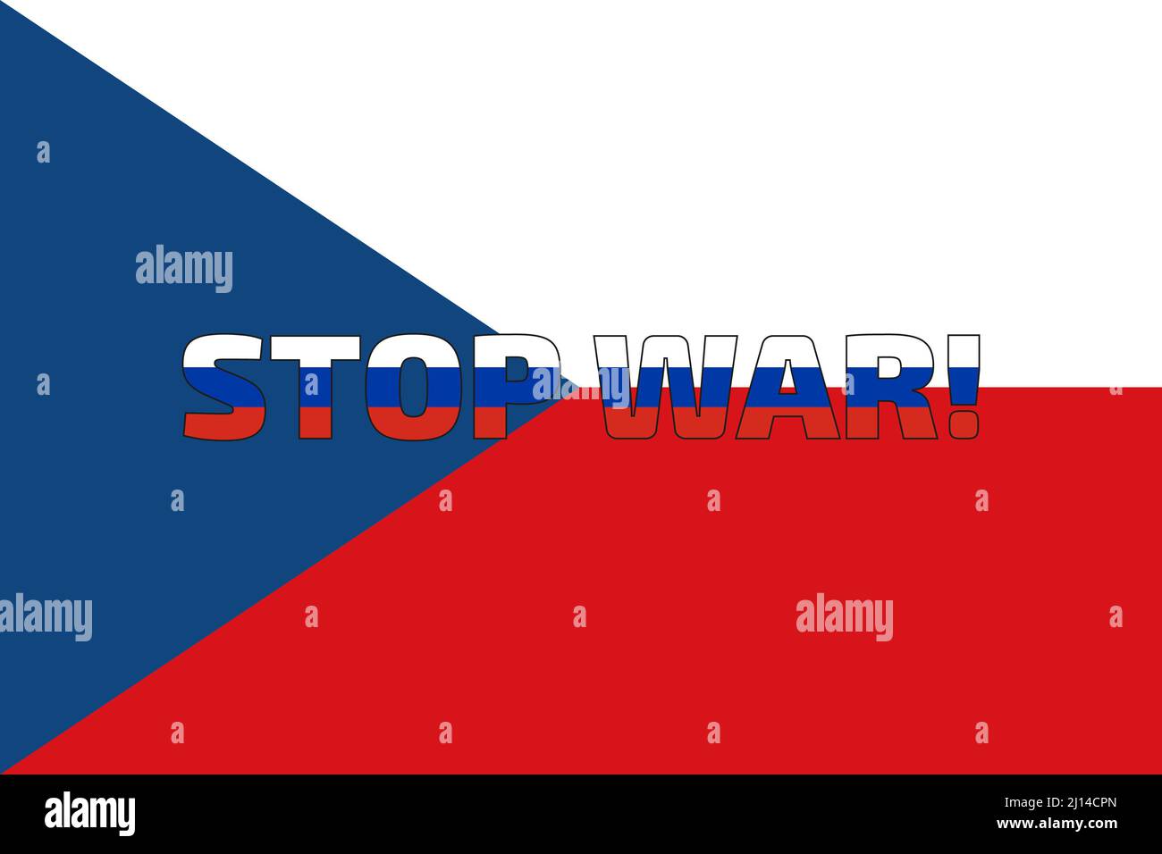 Stop war. The inscription on the flag of Czech Republic. The letters ...