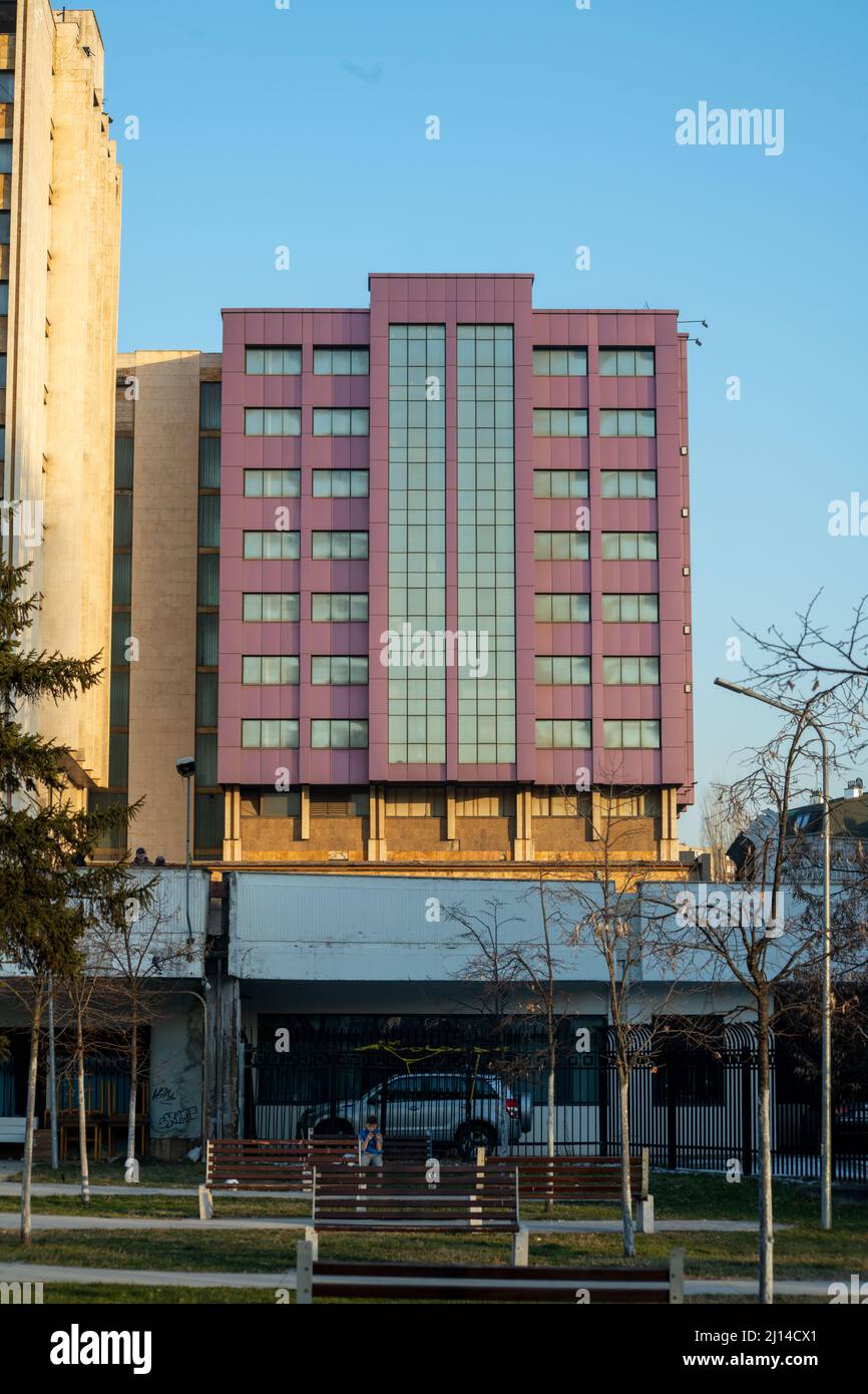 Grand hotel high-rise building in Pristina, Kosovo with new facade ...