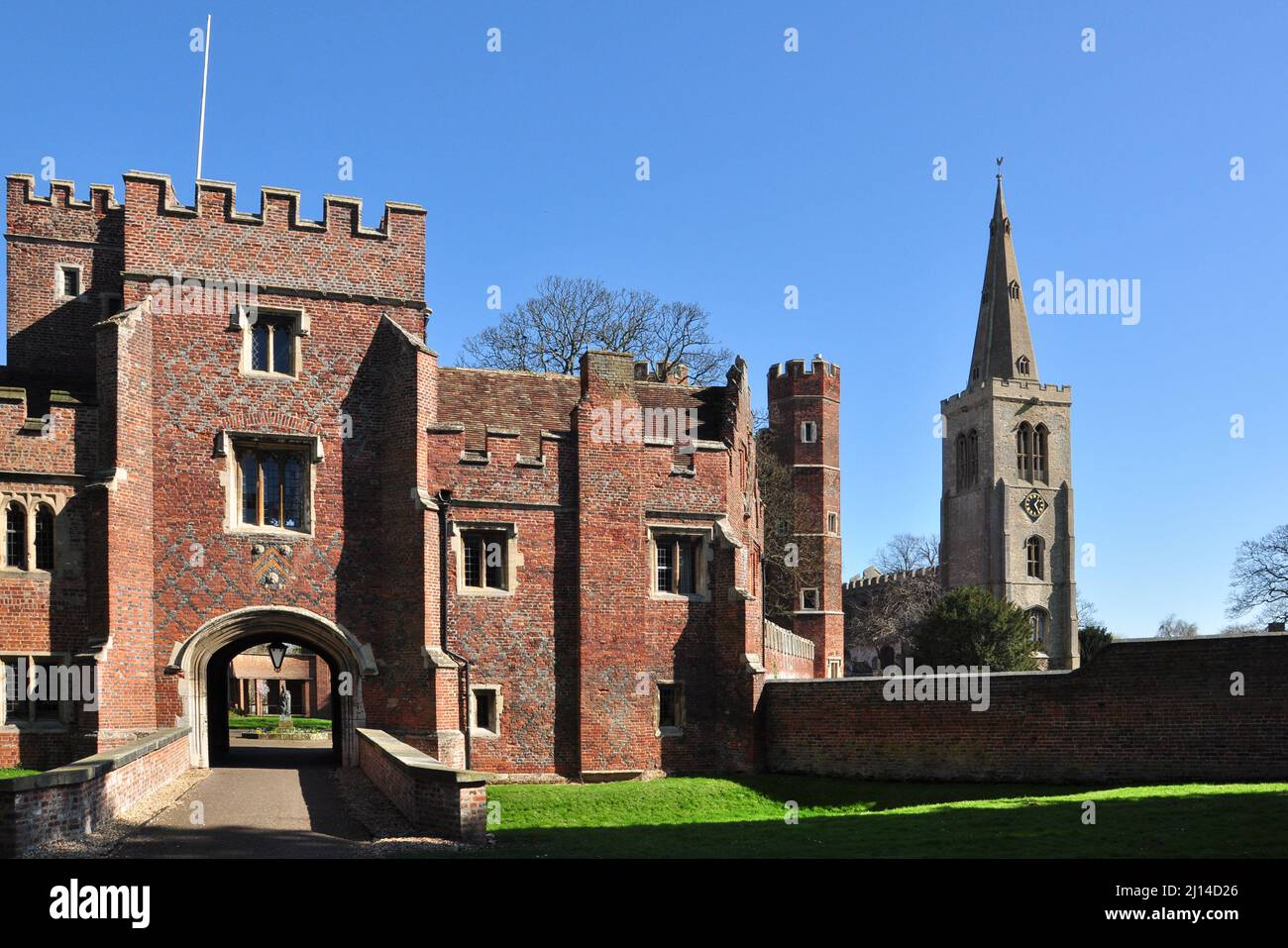 Buckden Towers and St Mary's Church in the village of Buckden ...