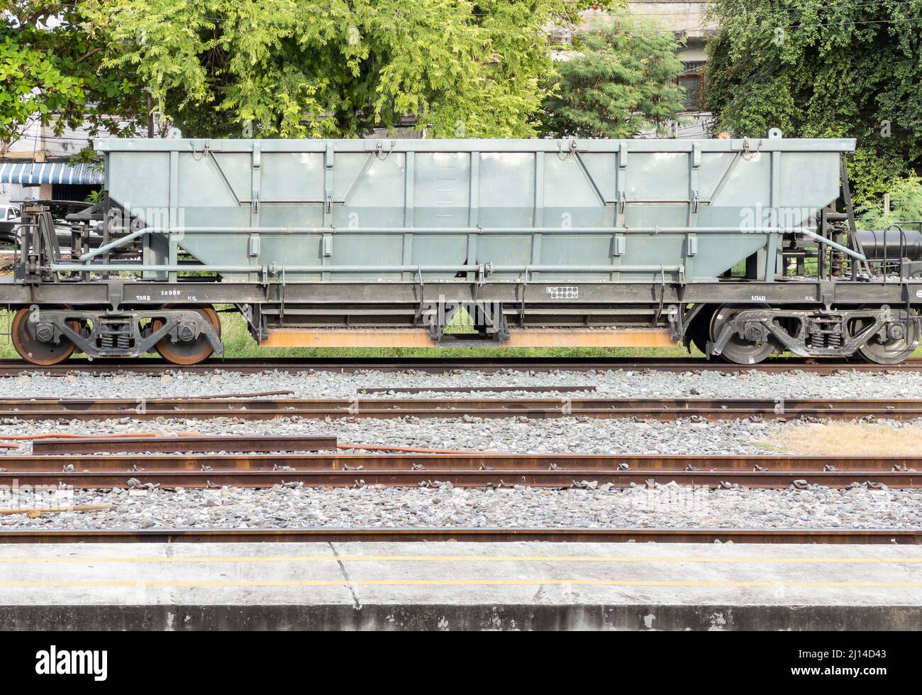 The bogie hopper wagon is parked in the station to wait for carrying ...