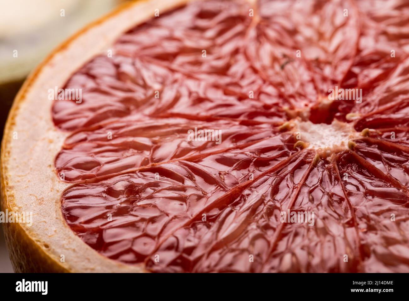 Close-up view of fresh textured grapefruit halved cross section Stock ...