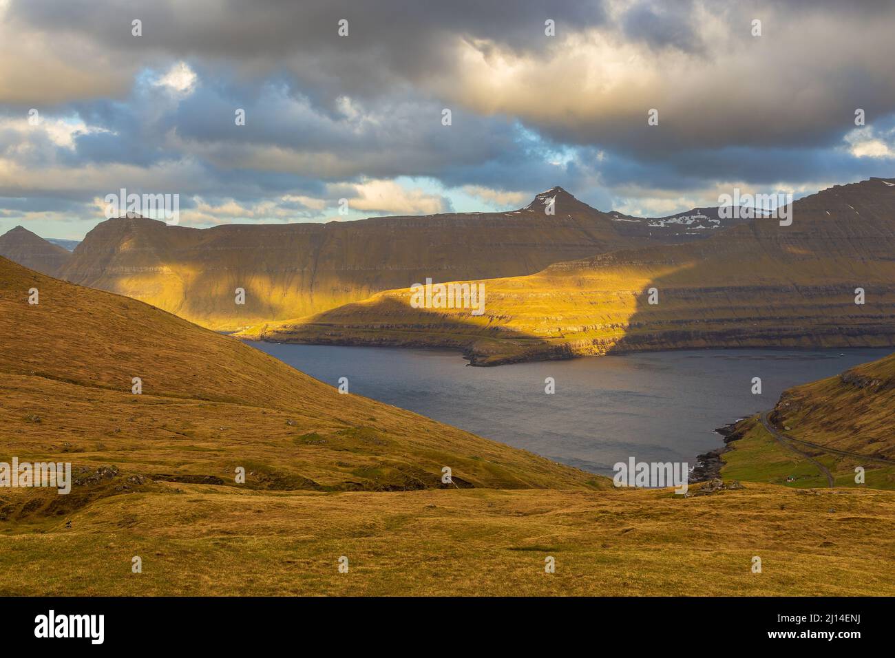 Sunset over the Faroe Islands, a volcanic archipelago in the Atlantic ...