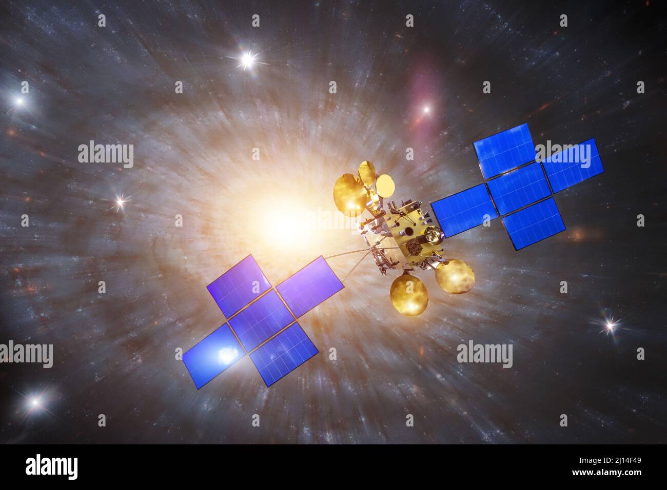 The research station rushes through interstellar galactic space at high ...