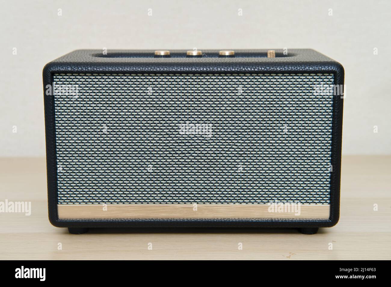 Acoustic music speaker in retro style. Vintage sound column in an old ...